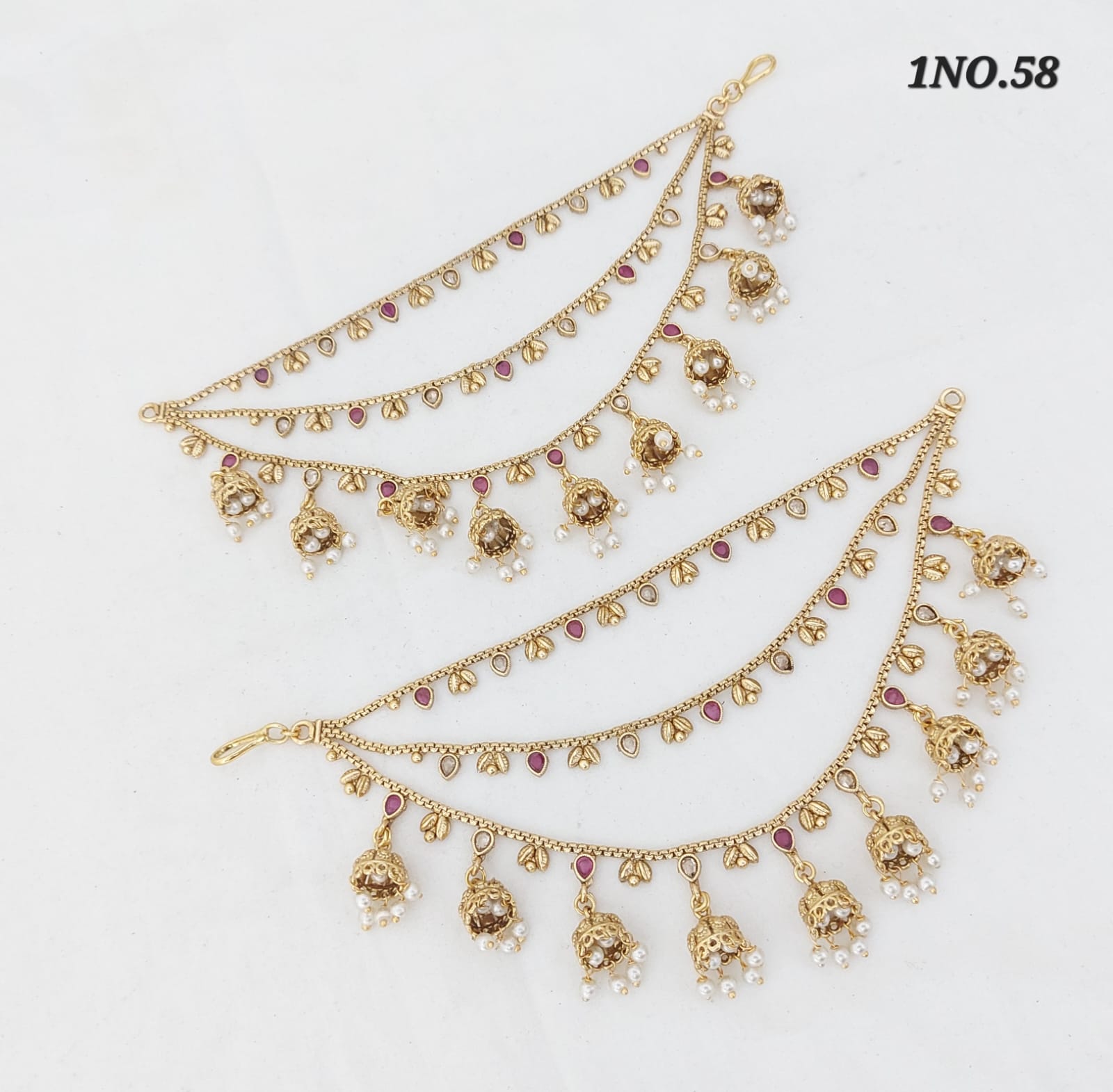 Gold plated triple layer ear chains – Sakkhi Style